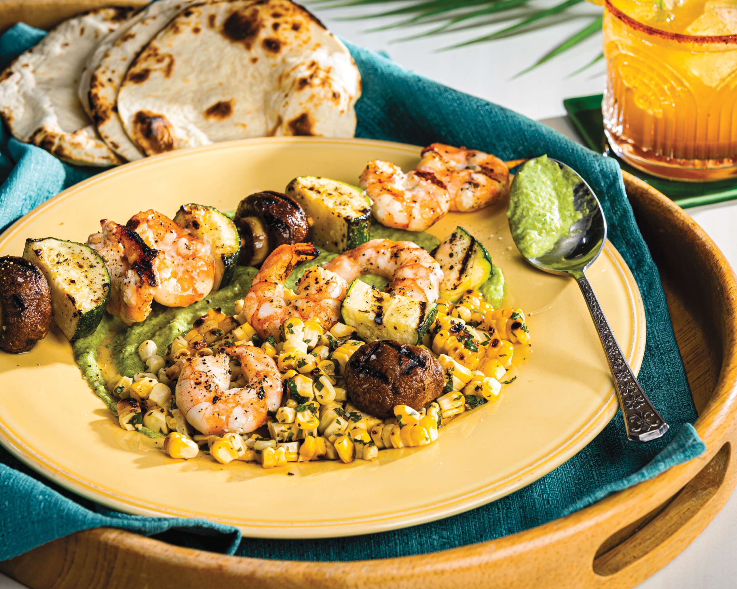 Camarones de Verano y Verduras con Yogurt Poblano (Summer Shrimp and ...